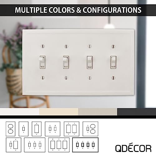 Décor Quad Toggle Light Switch Cover 4-Gang Electrical Wall Plate ...