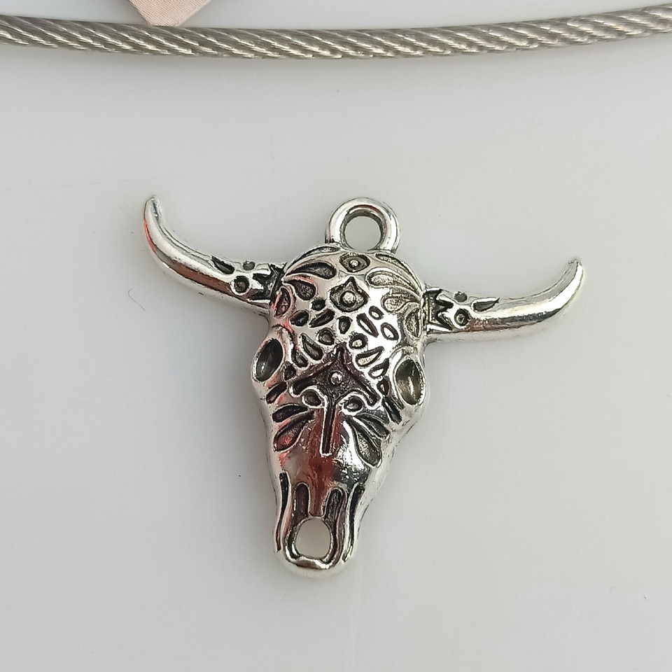 10pcs 26*30mm Alloy Charm cow head antique silver DIY Pendant H0798 | eBay