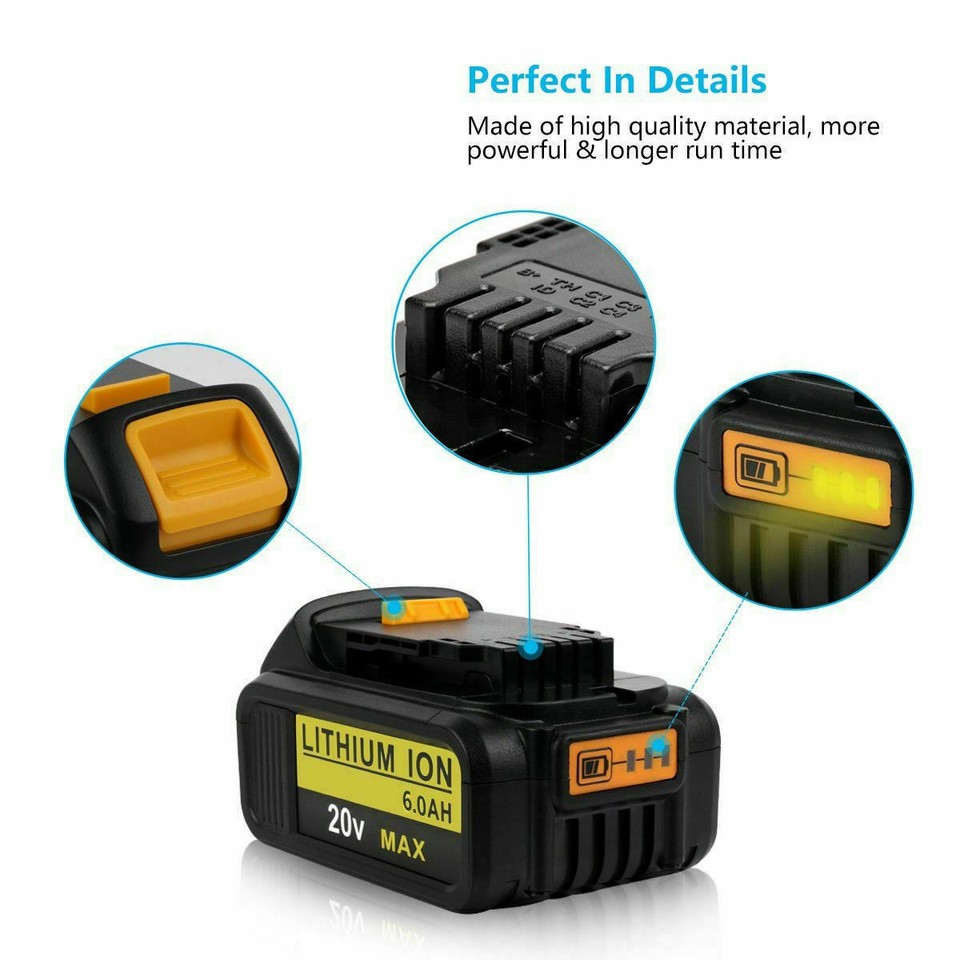 Replace For Dewalt 20V 20 Volt Max 8.0/7AH Lithium Battery DCB206-2 ...