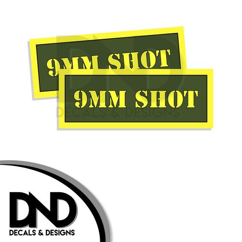 9MM SHOT Ammo Can Decal Gun Ammunition Box Firearm Gloss Sticker AG - 2 ...
