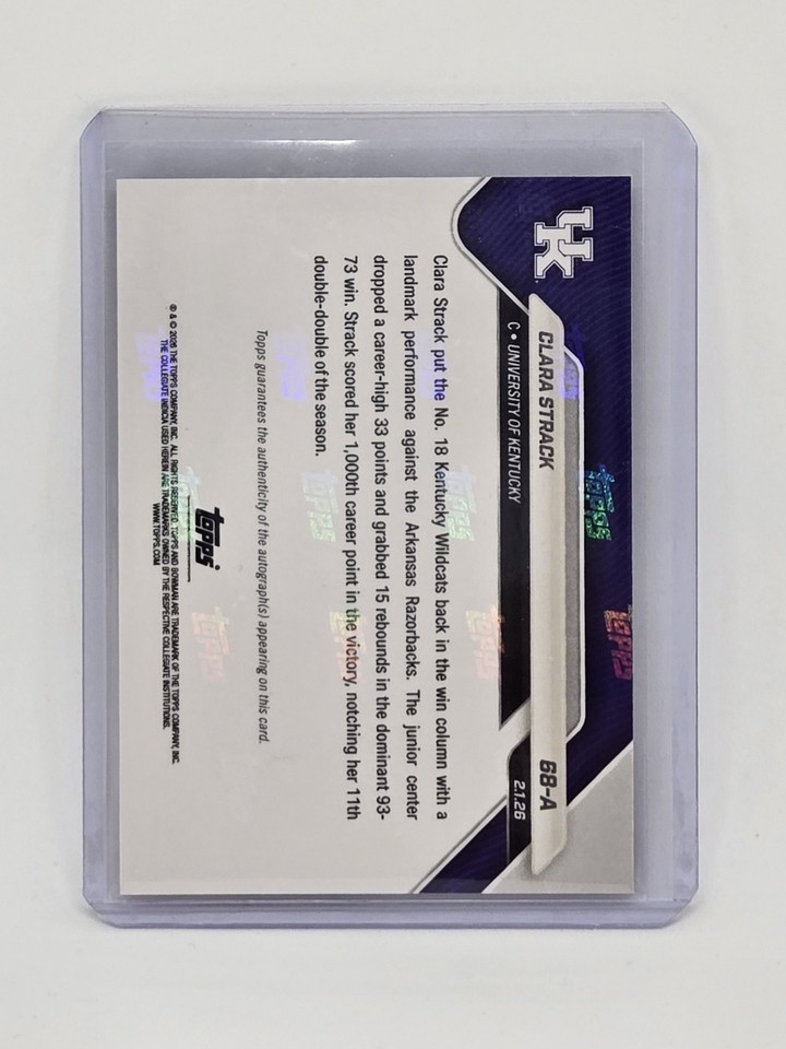 2025-26 Topps Bowman U Now #68-A Clara Strack Kentucky RED Auto ...