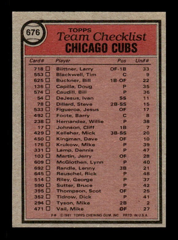 JOE AMALFITANO SIGNED 1981 TOPPS BASEBALL #676 CHICAGO CUBS MANAGER ON ...