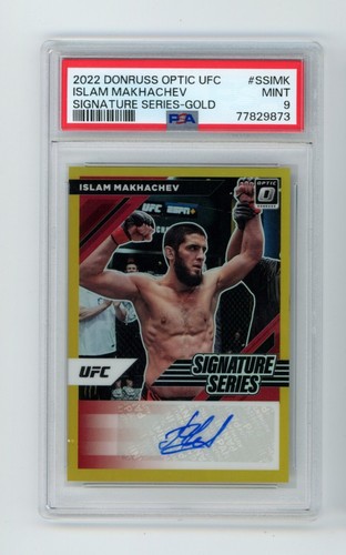 2022 Optic UFC Signature Series Gold Islam Makhachev Auto PSA 9 Pop 3 ...