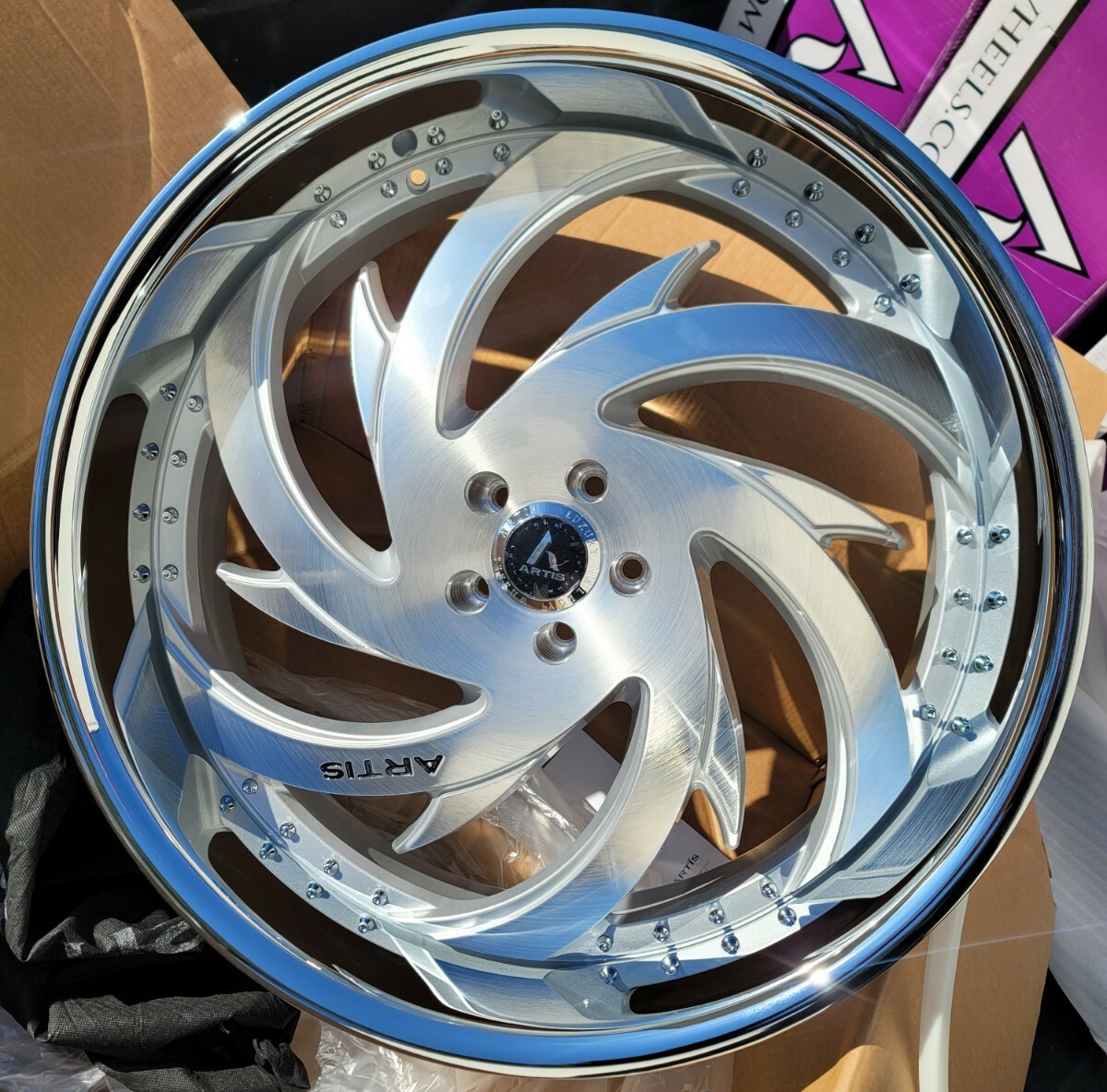 22" Inch STAGGERED Silver Brushed Artis Spada 22x9 22x10 5x115 Wheels ...