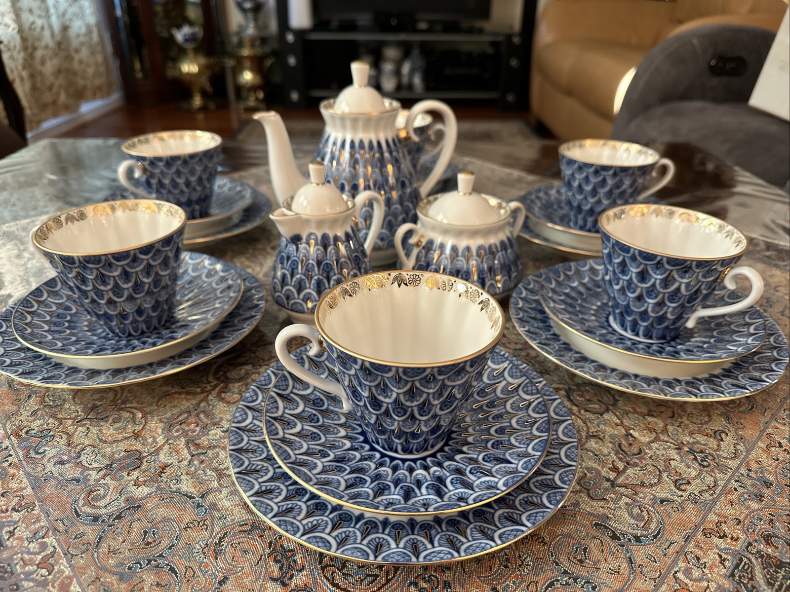 Lomonosov Imperial forget-me-not Tea Set for 6 | eBay
