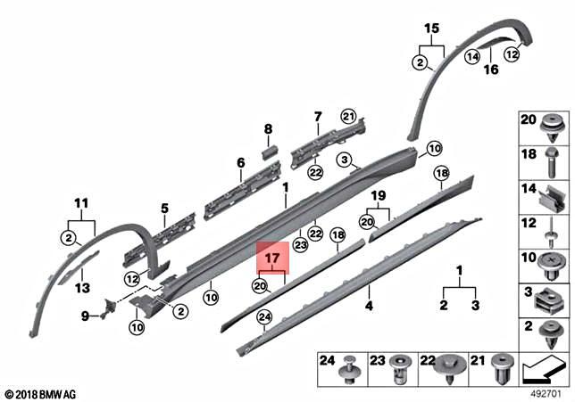 Genuine BMW X1 F48 F49 X1 16d 18d Moulding Rocker Panel Front Left ...