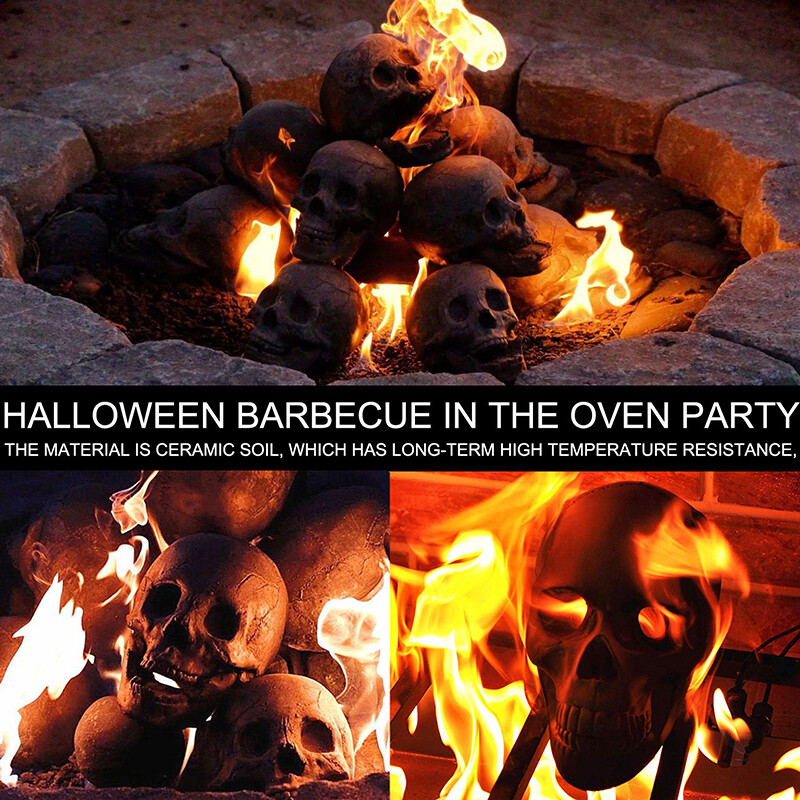 Halloween Human Skull Decoration Reusable Fire Pit Skulls For Campfire ...