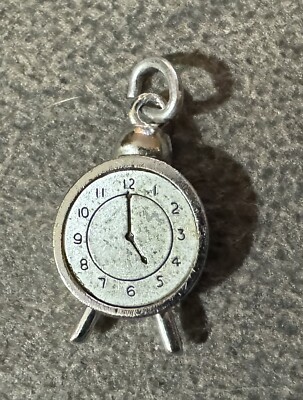 VINTAGE STERLING SILVER ALARM CLOCK 2/3” CHARM | eBay