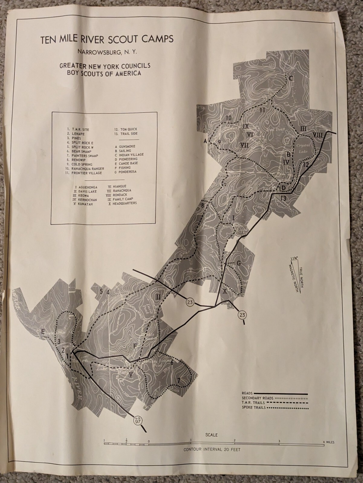 Map of Ten Mile River Scout Camp, Narrowsburg, NY from 1960 - 1980s | eBay