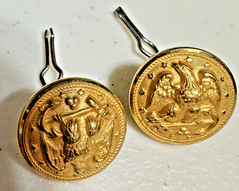 Vintage Waterbury Button Co Brass Military Buttons Pair – Detachable ...