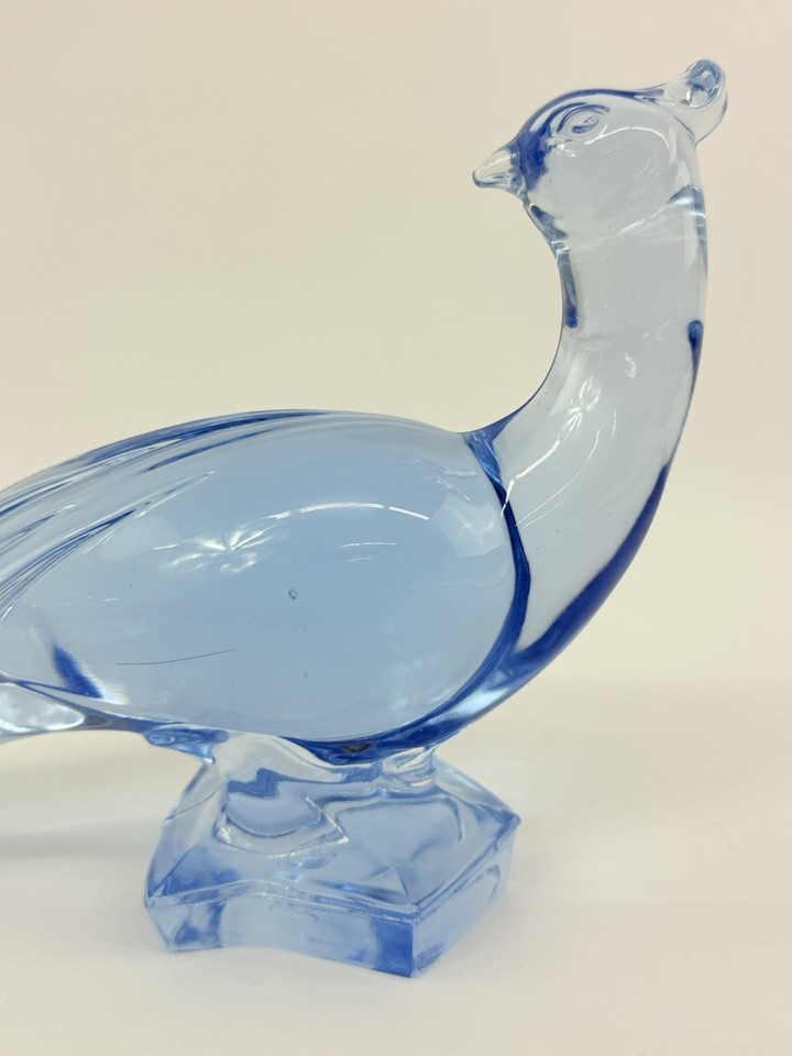 1940s Set of 2 Paden City Pheasant, Head Turned, Light Blue Art Glass ...