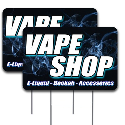 VAPE SHOP 2 Pack Double-Sided Yard Signs 16" x 24" with Metal Stakes ...