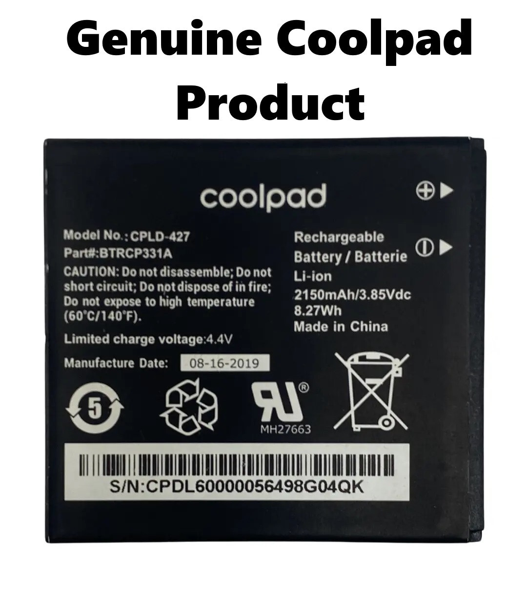 Replacement Battery for Coolpad Surf By T-Mobile CP331A CPLD-427 ...