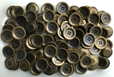 15mm 18mm 20mm 23mm Antique Aged Brass Metal 4 Hole Industrial Buttons ...