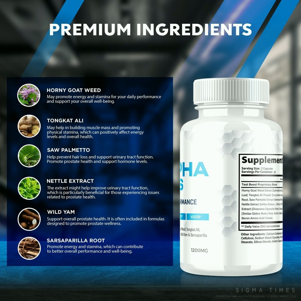 Alpha Labs Male Health Pills to Boost T-Levels for Intimate Drive 60ct ...