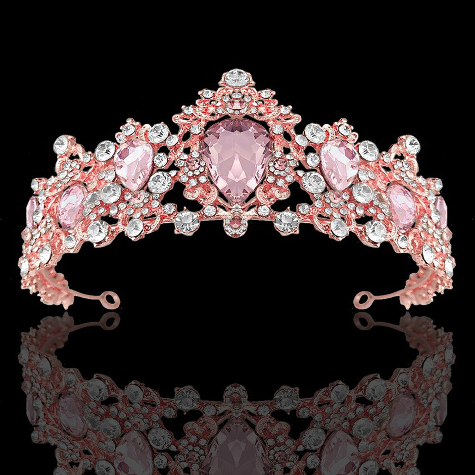 6cm Tall Drip Crystal Tiara Crown Wedding Bridal Queen Princess Prom ...