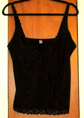 PINK black polyester camisole w/ semi-sheer lace embellishment size 1X ...