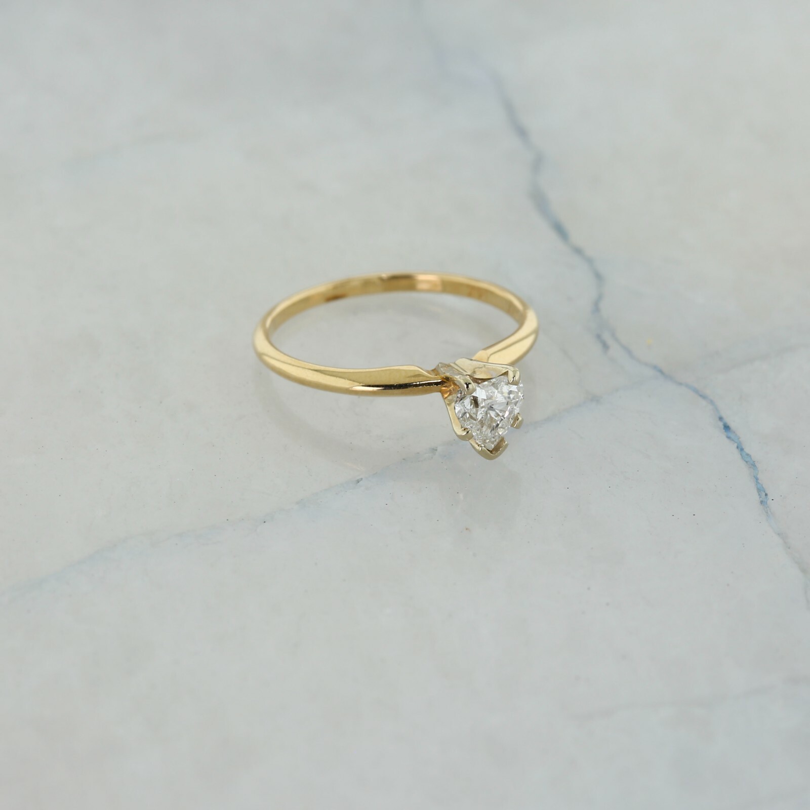 14K Yellow Gold 1/2 ct Solitaire Diamond Engagement Ring H SI Quality ...