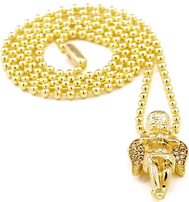 Angel Praying Necklace New Rhinestone Mini Pendant with 24 Inch Long ...