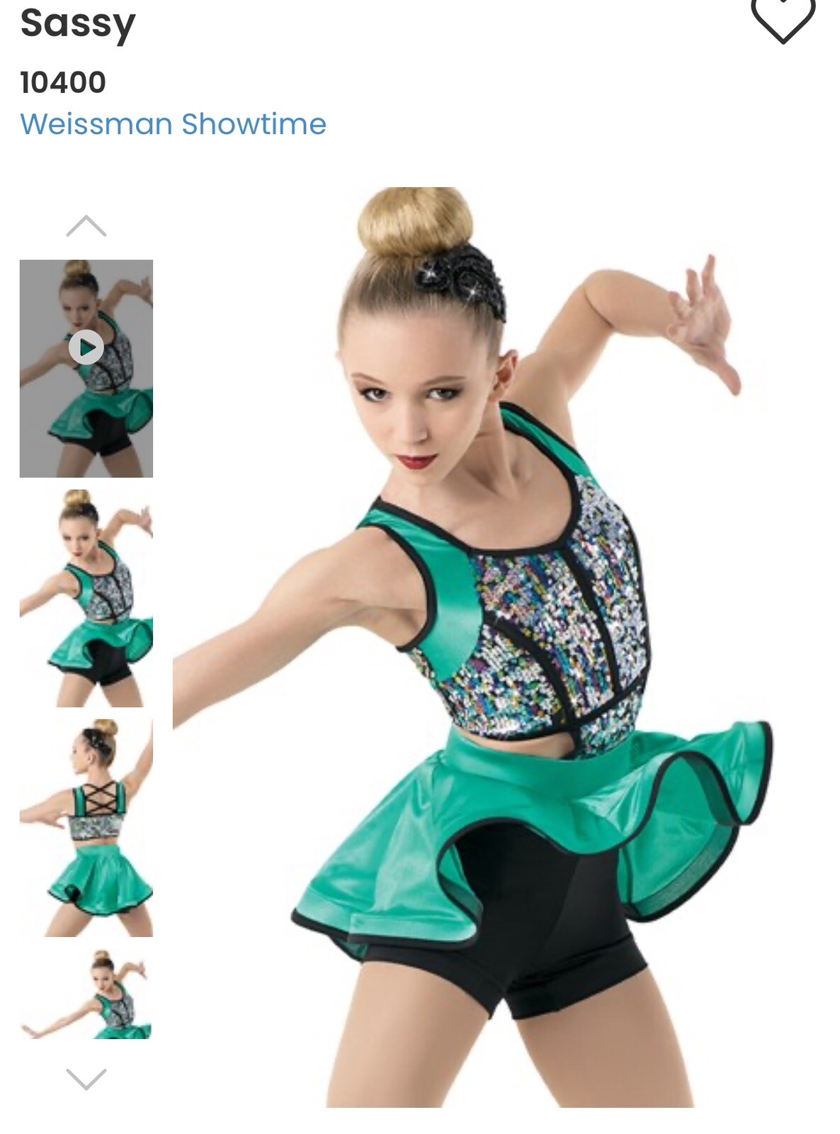 Weissmans Dance Costume Sparkle Green Large Child St… - Gem