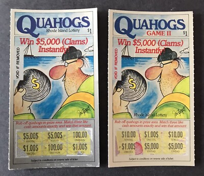 Quahogs Theme R.I. Instant Lottery Tickets, 2 different , no cash value ...
