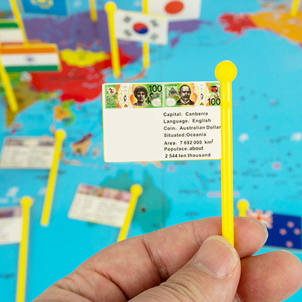 3D Wooden World Map Flag Matching Puzzle Geography Toy Foldable World ...