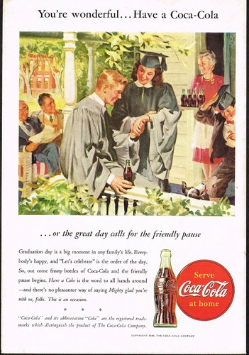 1940s Vintage Coca Cola Graduation Art Print Ad | eBay