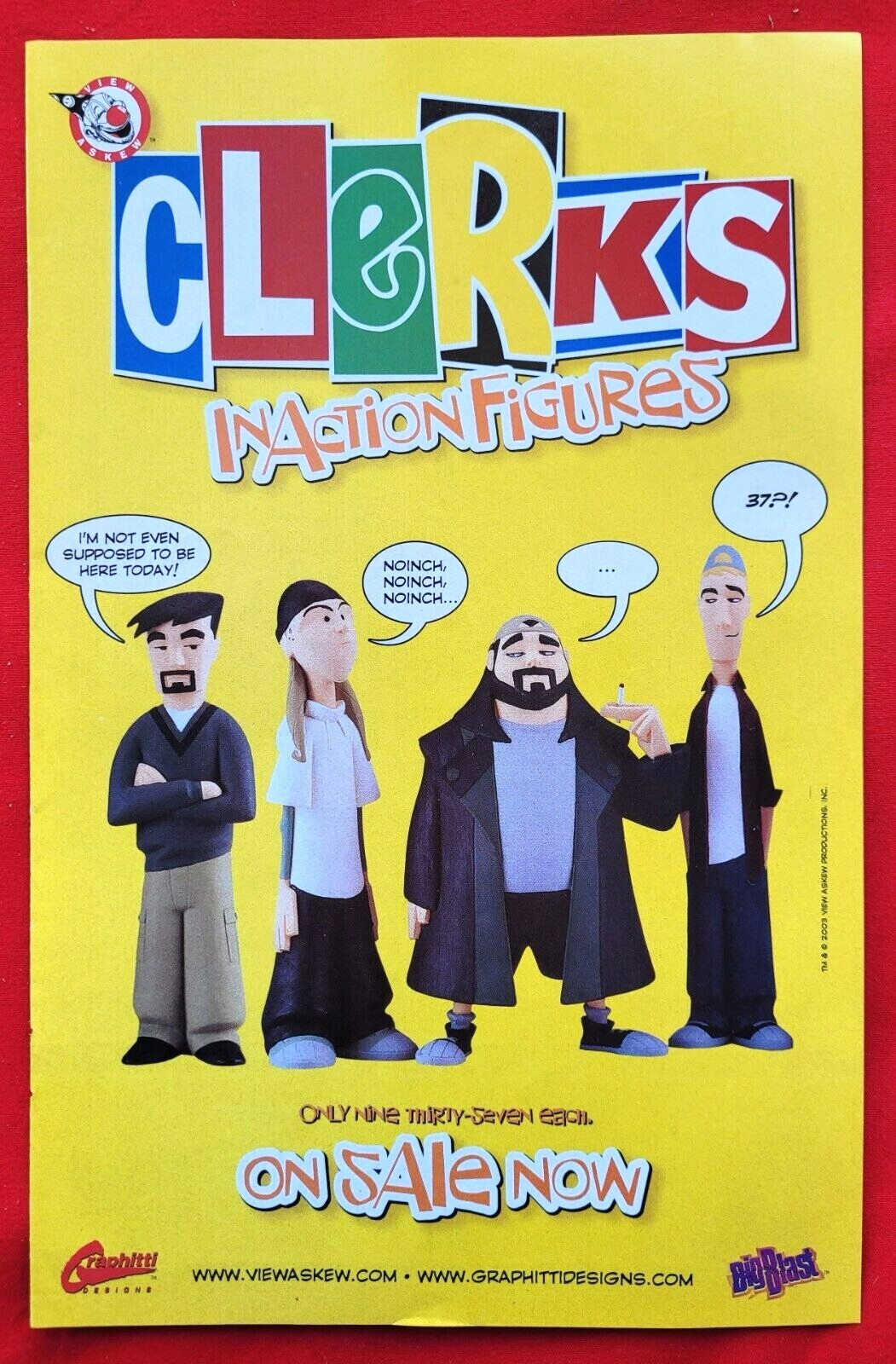 2003 CLERKS Inaction Action Figures Jay & Silent Bob Toys Trade PRINT ...