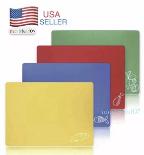 4 Flexible Chopping Mats 12" X 15" Color Code Set Kitchen Cutting Board ...