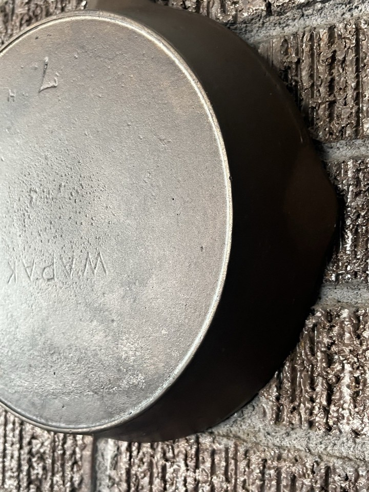 RARE Wapak # 7 H Block Cast Iron Skillet Heat Ring Sits Flat Early ...