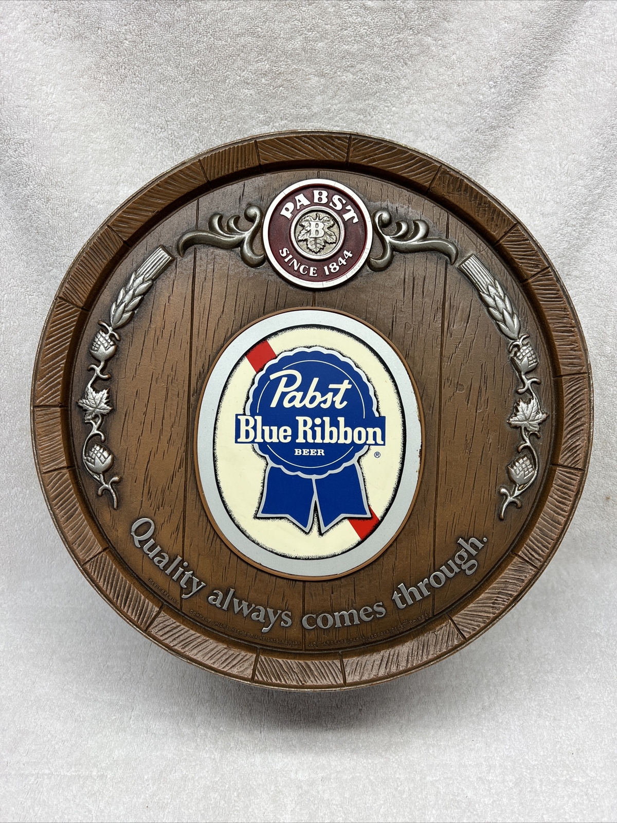 VINTAGE PABST BLUE RIBBON BEER PLASTIC BARREL KEG SIGN | eBay