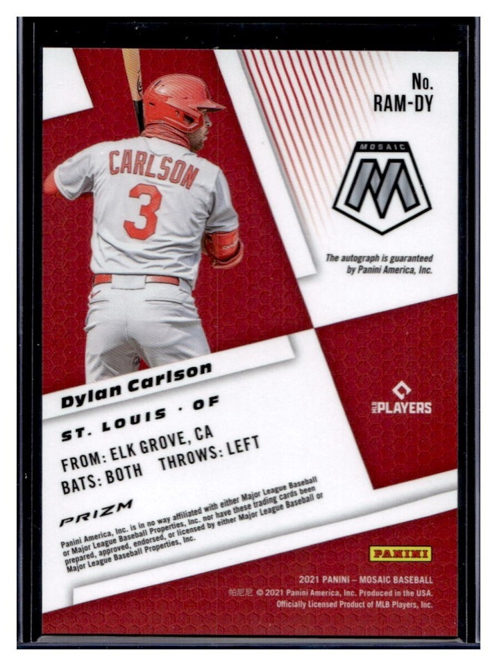 2021 Mosaic Dylan Carlson Prizm Rookie Auto Autograph #RAM-DY Cardinals ...