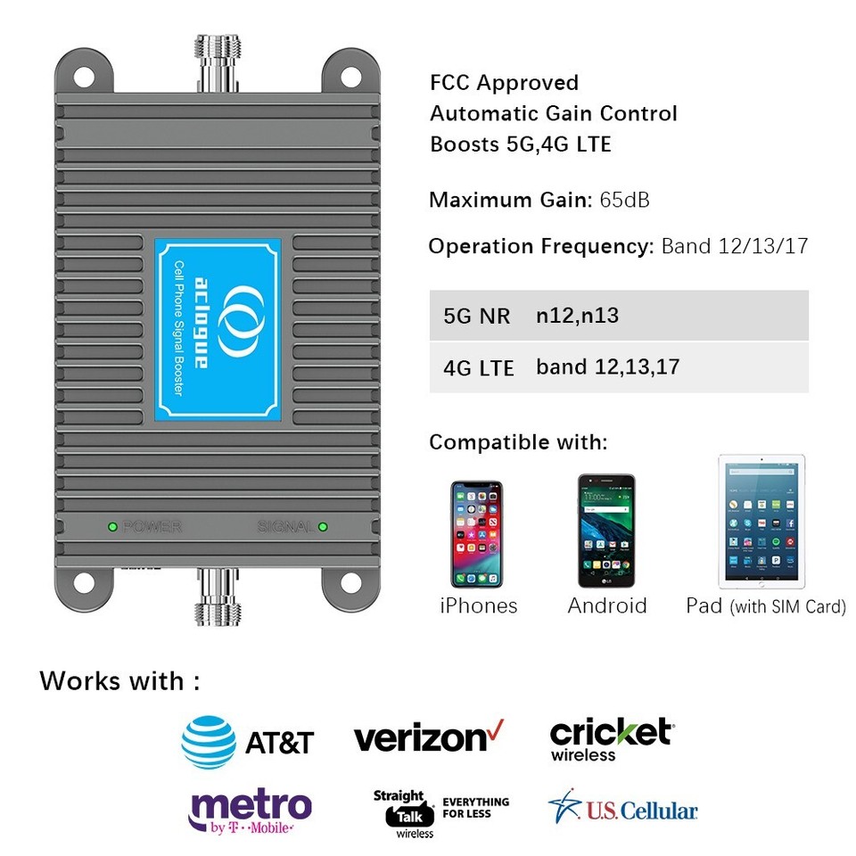 5G 4G LTE Cell Phone Signal Booster Verizon ATT Band 12/13/17 Signal ...