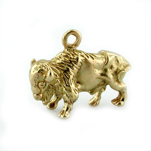14k Gold Bison Buffalo Charm | eBay