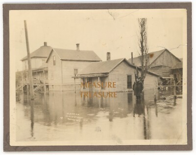 C.1920 ANTIGO, WISCONSIN FLOOD SCENE MAN, FIELD STREET, LANGLADE COUNTY ...