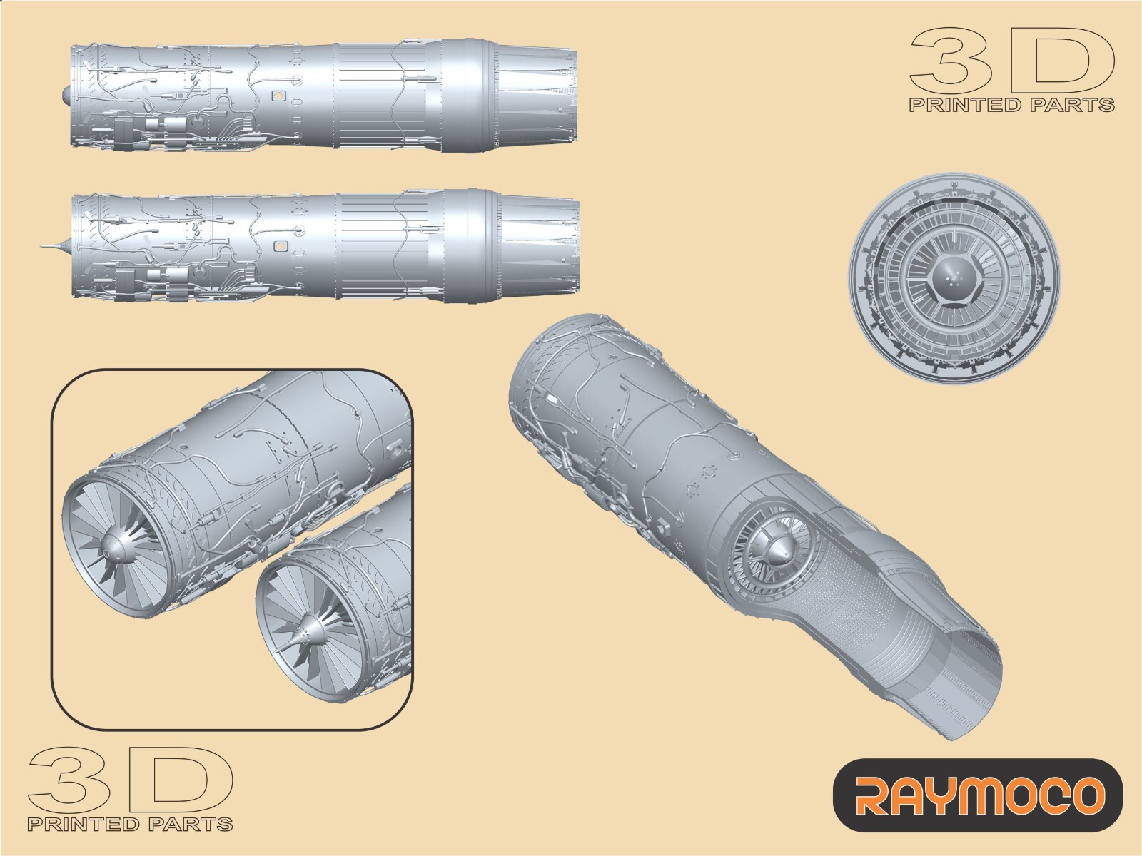 RAYMOCO R48.138.00 1/48 Turbojet Engine F100-PW-229. For use with F-15 ...