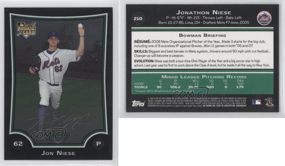 2009 Bowman Chrome Jon Niese Jonathon Niese #210 Rookie RC 0m8 | eBay