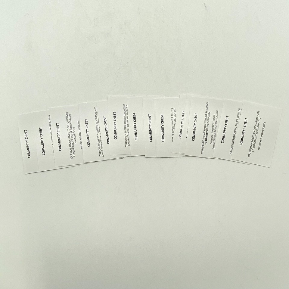 Monopoly Space 16 Community Chest Cards 2020 Replacement Pieces Parts ...