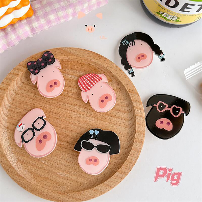 Cute Pink Pig Head Hairpin Funny Piggy Hairpin Bangs Clip Hair ...