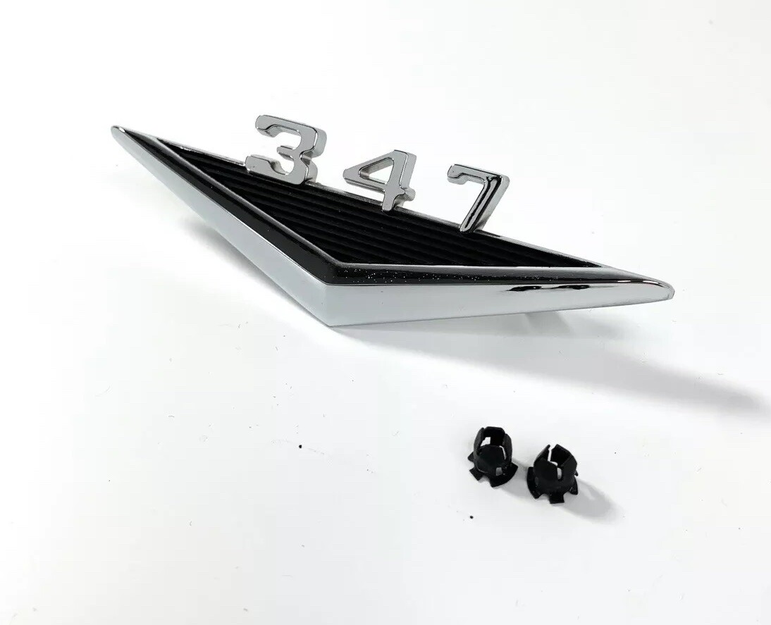 Chrome 347 V8 Fender Emblem w/ Clips For 1964-1966 Ford Mustang | eBay