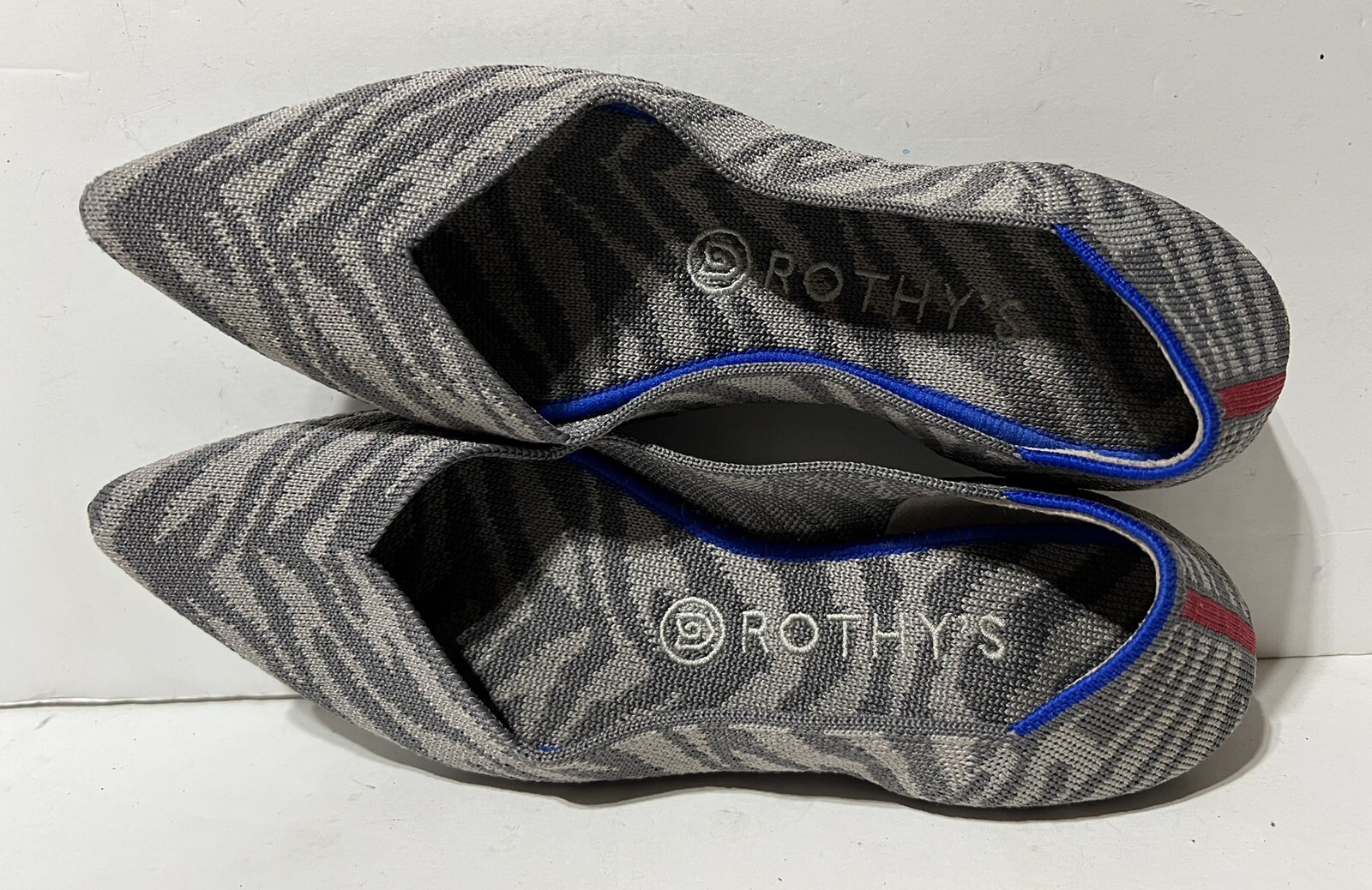 Rothys The Point Gray Zebra Pointed Flats Retired Rare Animal Print ...