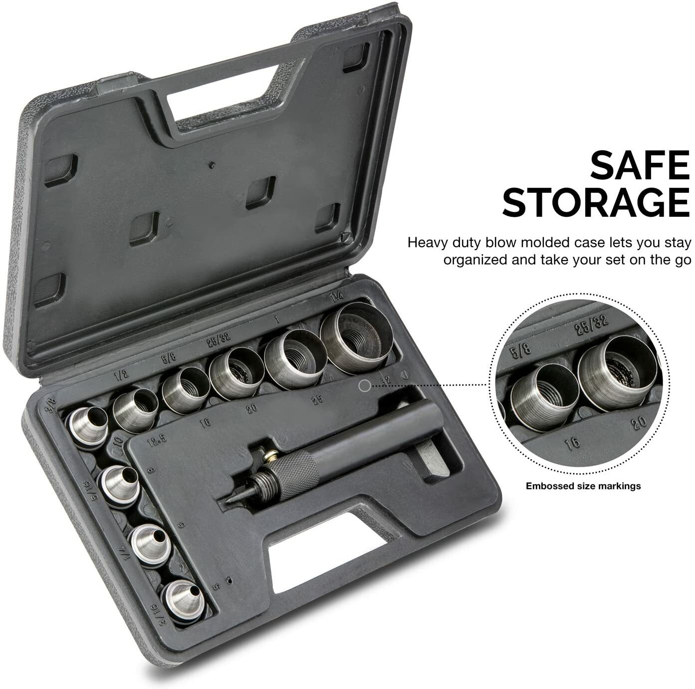 5-32mm Punch Set 10 Piece Wad Hole Punching Kit Hollow Leather Gasket ...