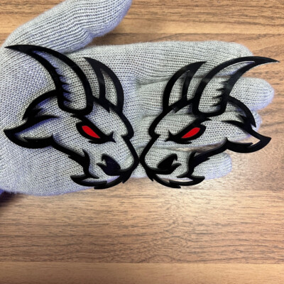 Goat Badges Emblem Red Eye | (2) | Fender Angry Agressive | Black ...