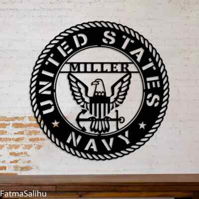 Personalized Military Metal Sign, Veterans Family Name Wall Art Decor ...