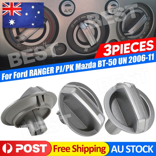 3x AC Heater Fan Control Knobs Fit For Ford Ranger PJ PK Mazda BT-50 ...