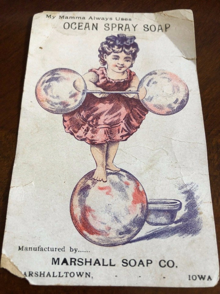 Original Victorian Ocean Spray Soap Marshall Soap Co Advertisement card ...