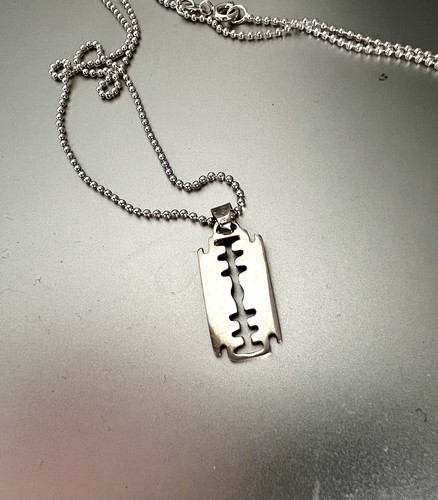 Men's Sterling Silver Razor Blade Pendant, Vintage Gothic Punk Hip Hop ...
