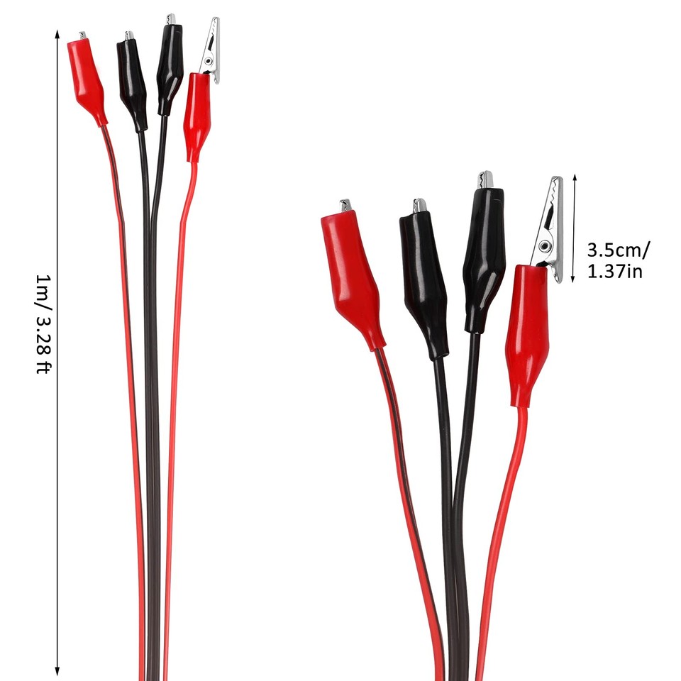 4 Groups 1M Alligator Clips Electrical, Insulated Test Leads with Red ...