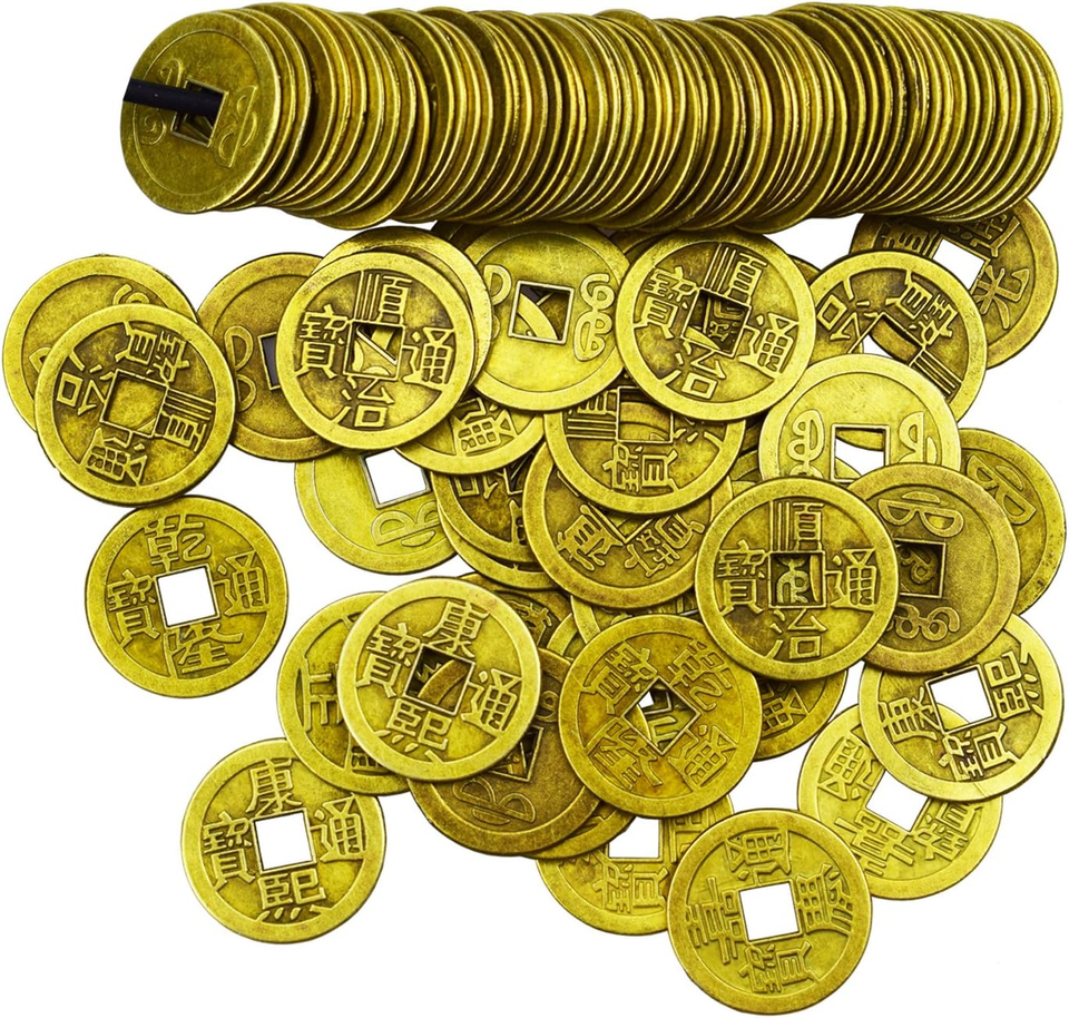 100 Pieces 1 Inch Chinese Fortune Coins Feng Shui I-Ching Coins Chinese ...