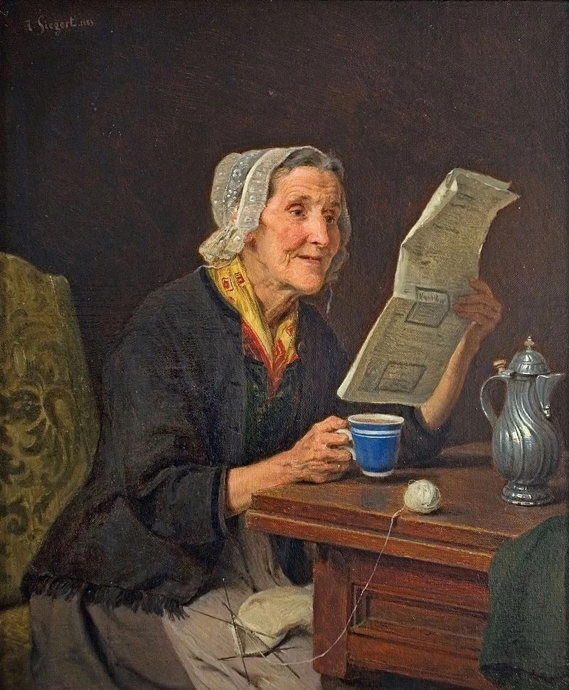 Woman Reading Newspaper Painting